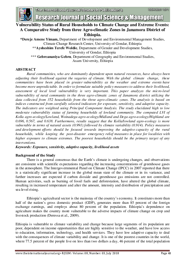 (PDF) Vulnerability Status of Rural Households to Climate Change and ...