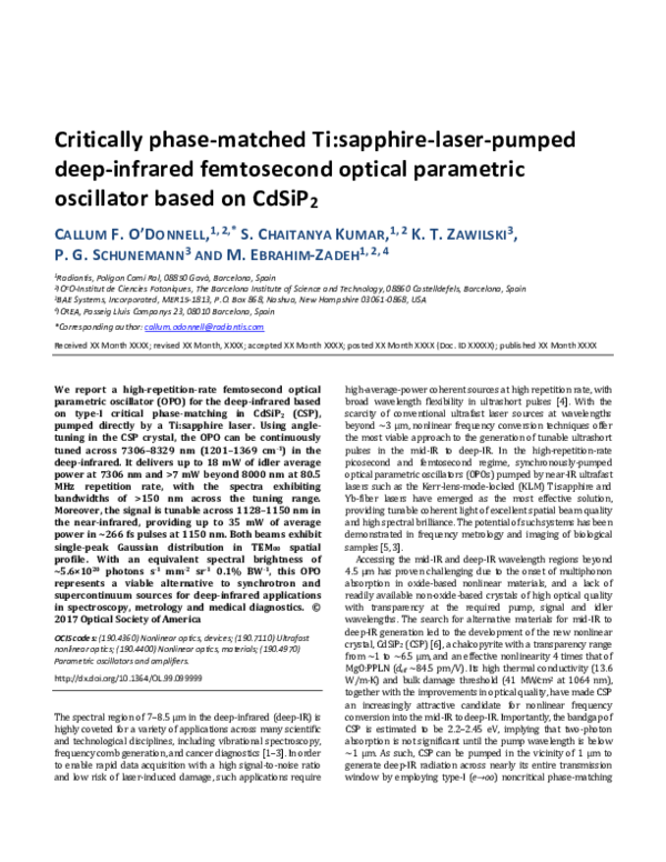 (PDF) Critically phase-matched Ti:sapphire-laser-pumped deep-infrared femtosecond optical ...