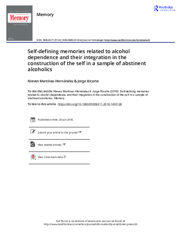 (PDF) Self-defining memories related to alcohol dependence and their ...