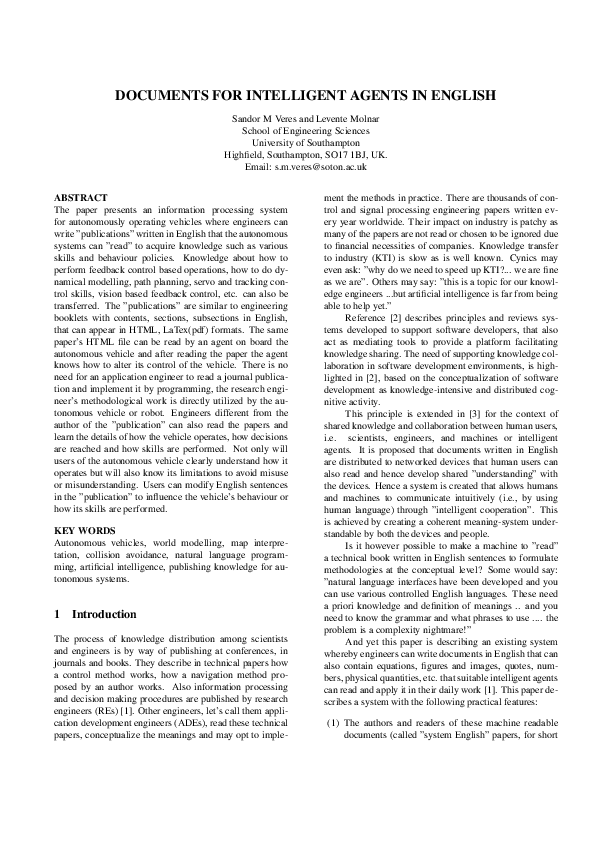 (PDF) For Intelligent Agents in English