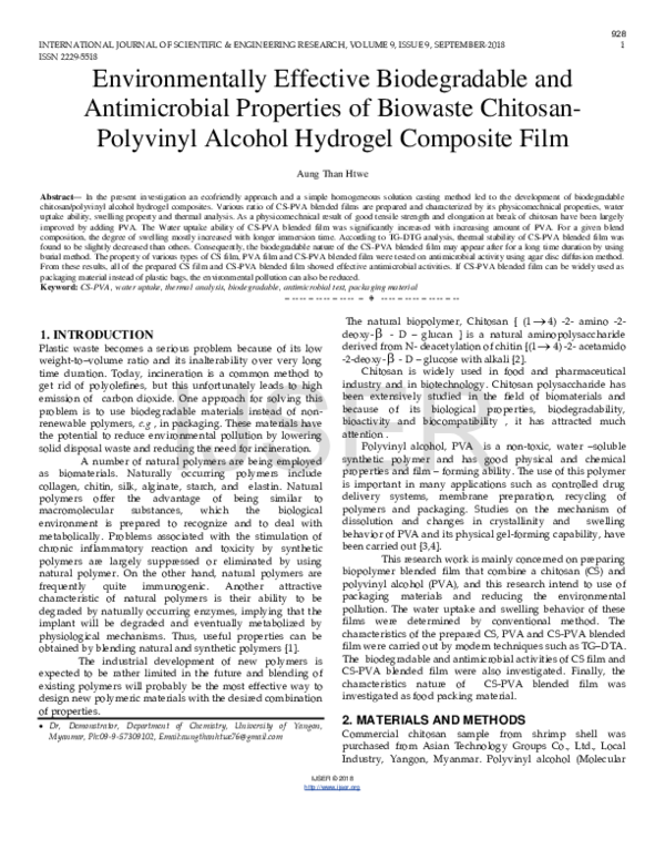 (PDF) Environmentally Effective Biodegradable and Antimicrobial Properties of Biowaste Chitosan ...