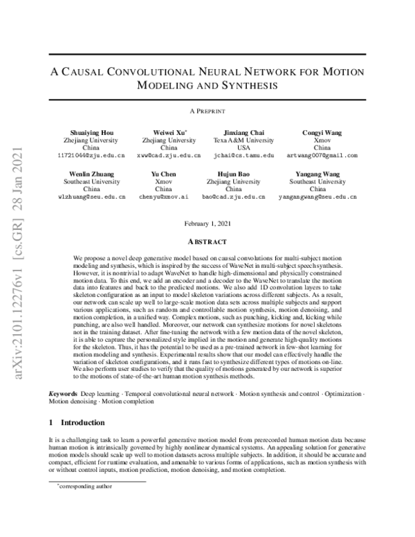 (PDF) A Causal Convolutional Neural Network for Motion Modeling and ...
