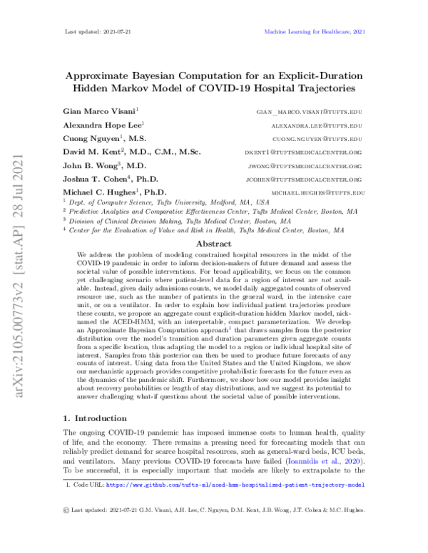 Pdf Approximate Bayesian Computation For An Explicit Duration Hidden