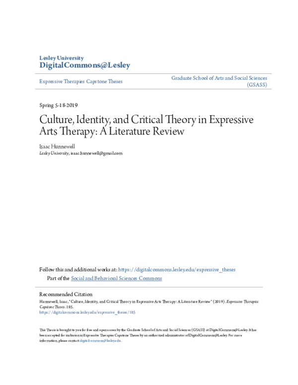(PDF) Culture, Identity, and Critical Theory in Expressive Arts Therapy ...