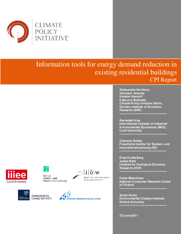 (PDF) Information tools for energy demand reduction in existing ...