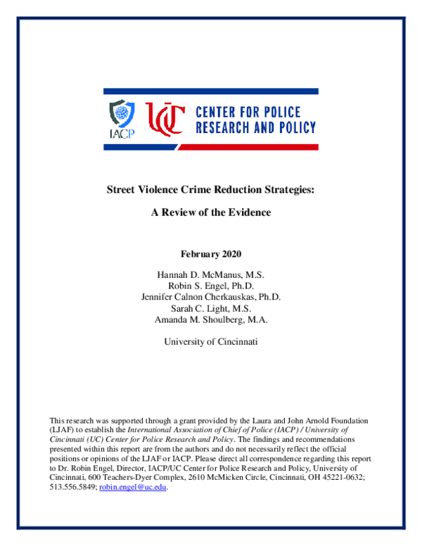 (PDF) Street Violence Crime Reduction Strategies: A Review of the Evidence