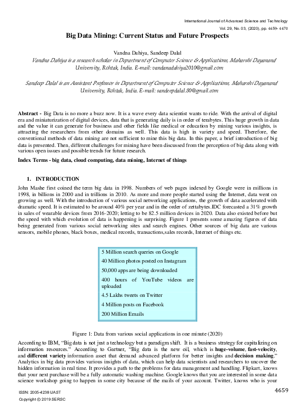 (PDF) Big Data Mining: Current Status and Future Prospects