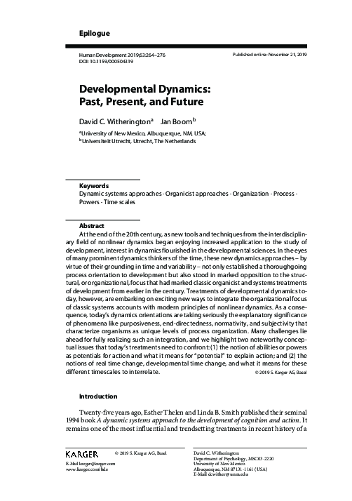 (PDF) Developmental Dynamics: Past, Present, and Future