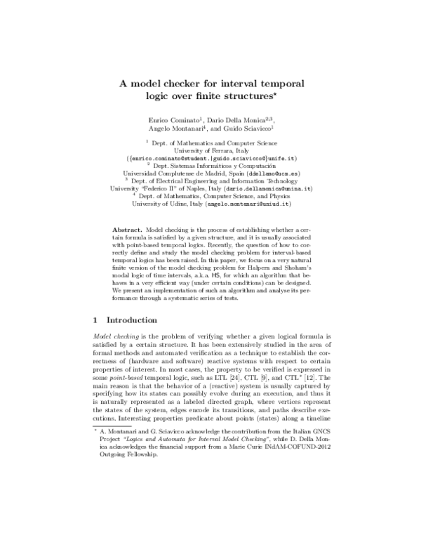 (PDF) A Model Checker for Interval Temporal Logic over Finite Structures