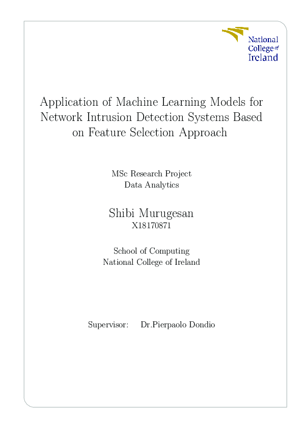 Pdf Application Of Machine Learning Models For Network Intrusion Detection Systems Based On