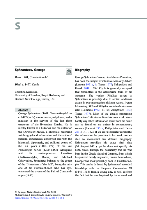 (PDF) Sphrantzes, George