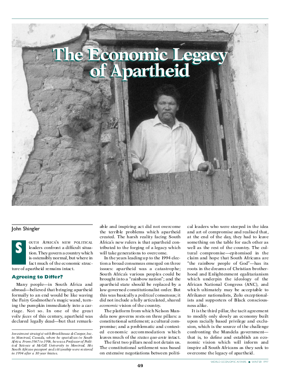 (PDF) The Economic Legacy of Apartheid
