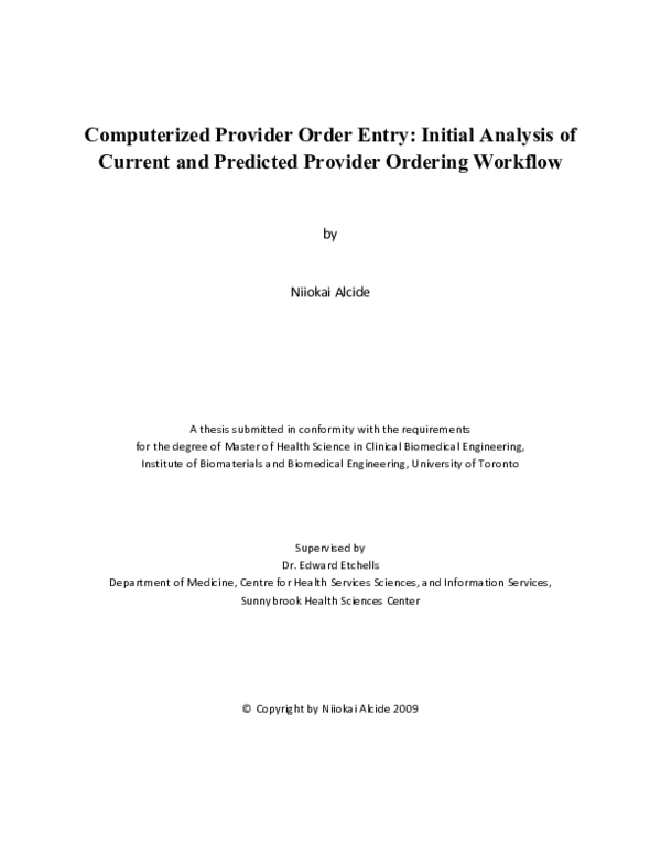 (PDF) Computerized Provider Order Entry: Initial Analysis of Current ...