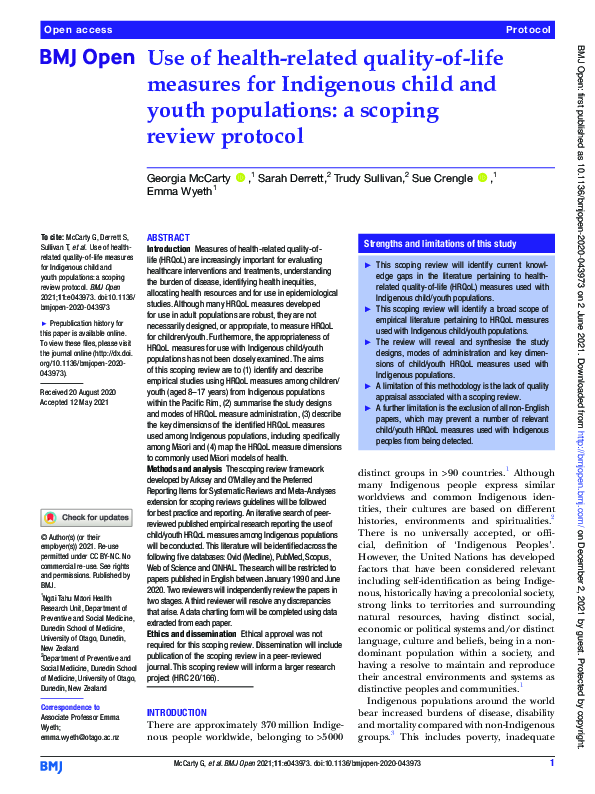 (PDF) Use of health-related quality-of-life measures for Indigenous ...