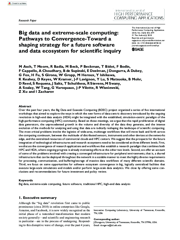 (PDF) Big data and extreme-scale computing