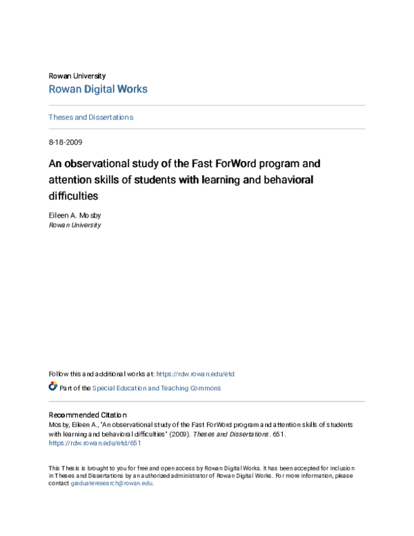 (PDF) An observational study of the Fast ForWord program and attention ...
