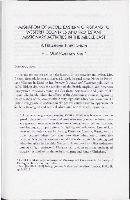 (PDF) Migration of Middle Eastern Christians to Western Countries and ...