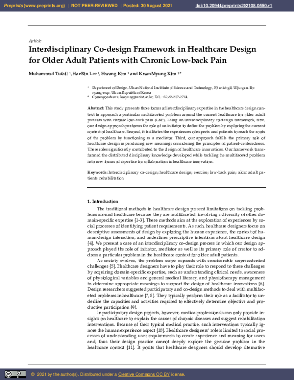 (PDF) Interdisciplinary Co-design Framework in Healthcare Design for ...