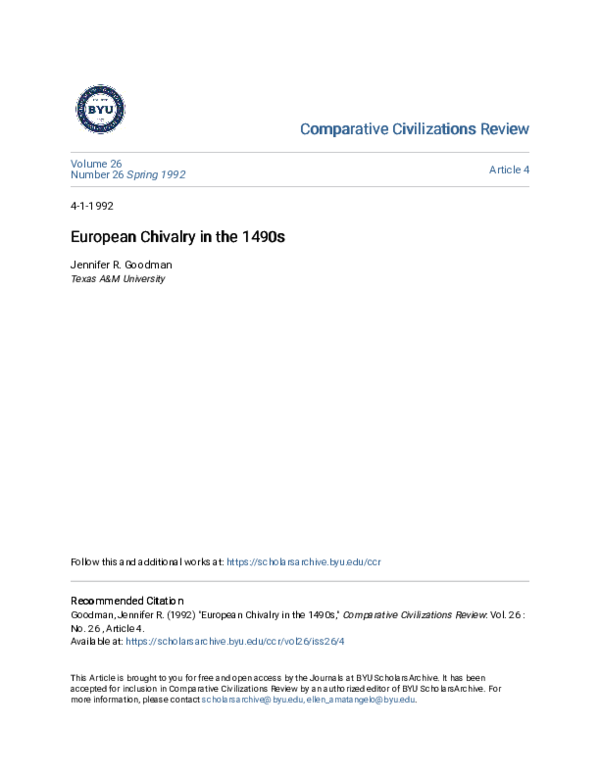 (PDF) European Chivalry in the 1490s