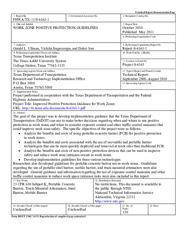 (PDF) Work Zone Positive Protection Guidelines
