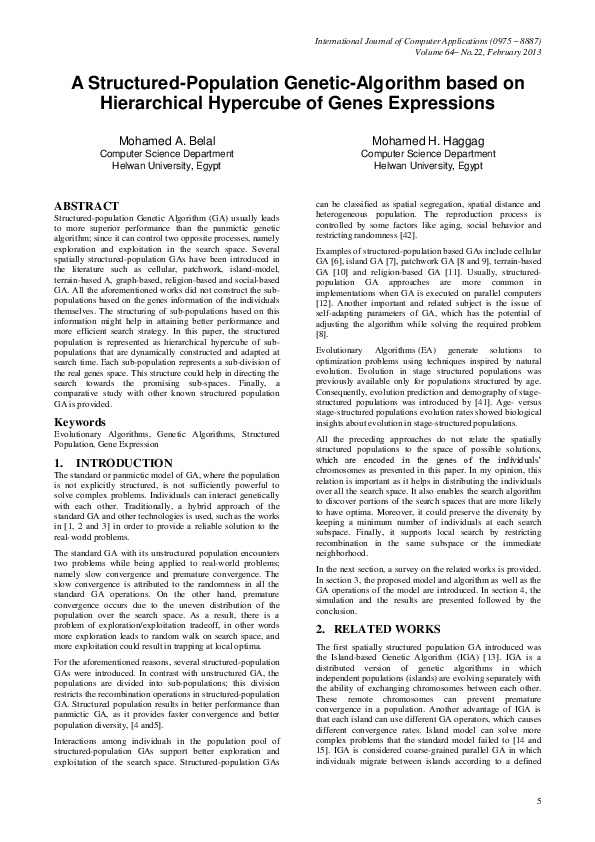 (PDF) A Structured-Population Genetic-Algorithm based on Hierarchical Hypercube of Genes ...