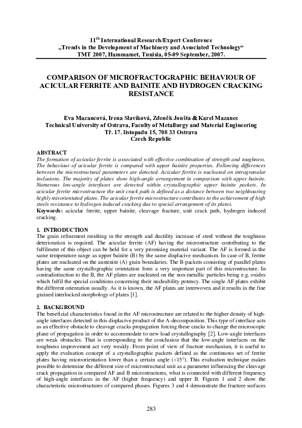 (PDF) Comparison of Microfractographic Behaviour of Acicular Ferrite ...