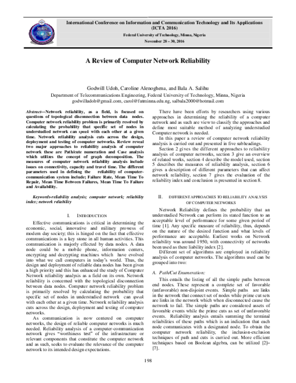 (PDF) A Review of Computer Network Reliability