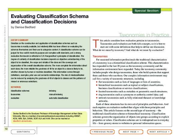 (PDF) Evaluating classification schema and classification decisions