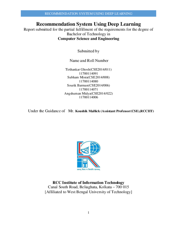 (PDF) Recommendation System Using Deep Learning