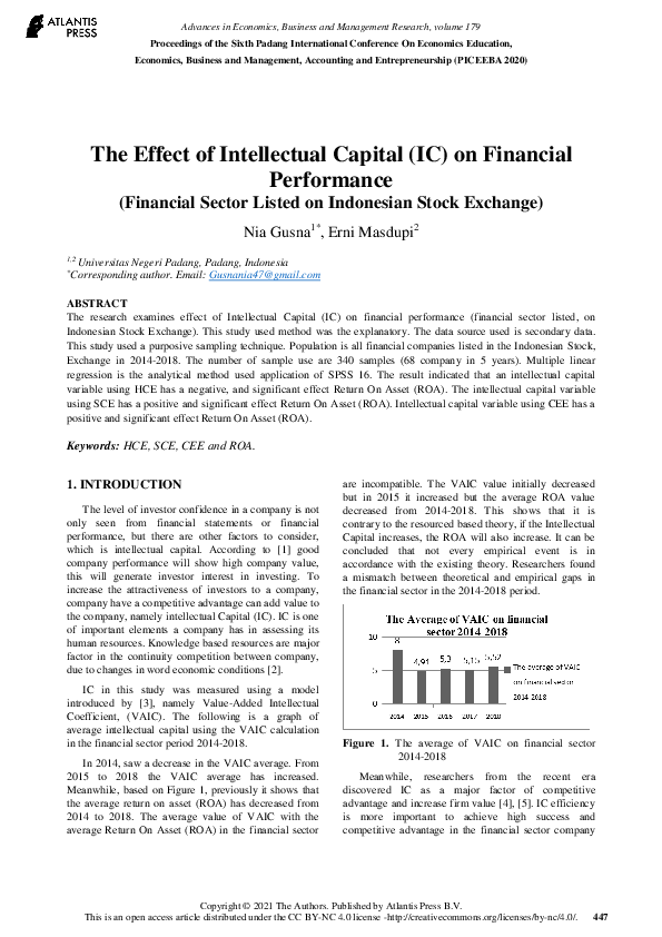 (PDF) The Effect of Intellectual Capital (IC) on Financial Performance