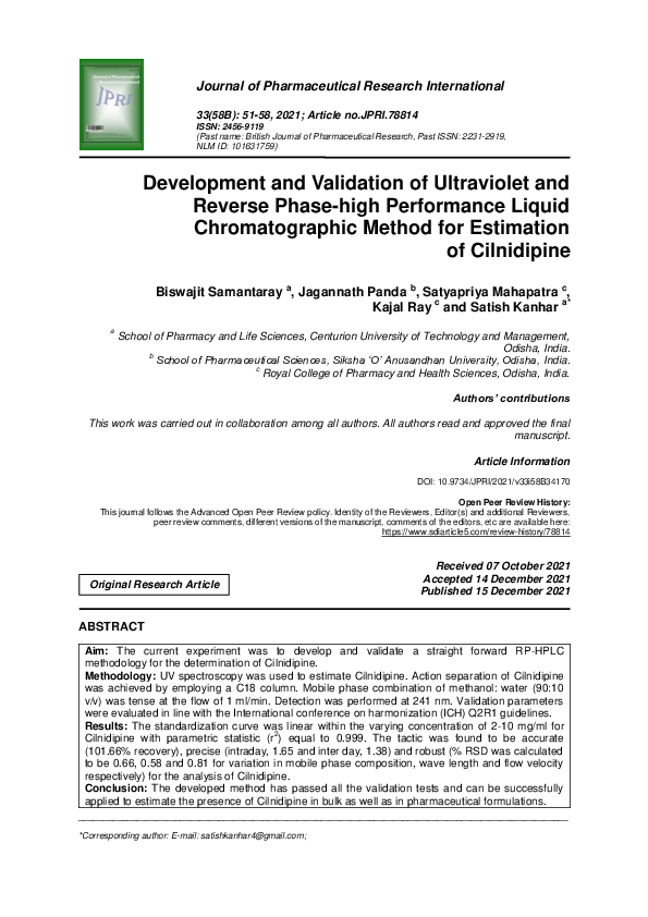 (PDF) Development and Validation of Ultraviolet and Reverse Phase-high Performance Liquid ...