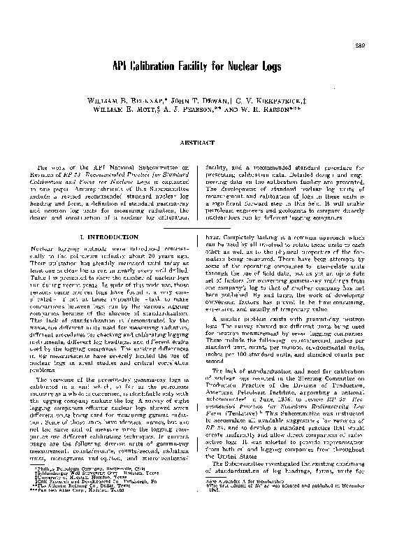 (PDF) API Calibration Facility for Nuclear Logs