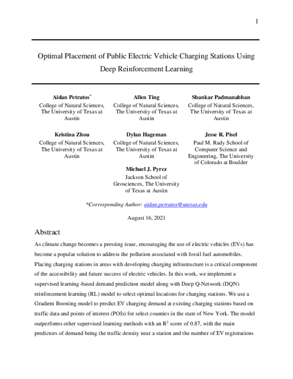 (PDF) Optimal Placement of Public Electric Vehicle Charging Stations Using Deep Reinforcement ...