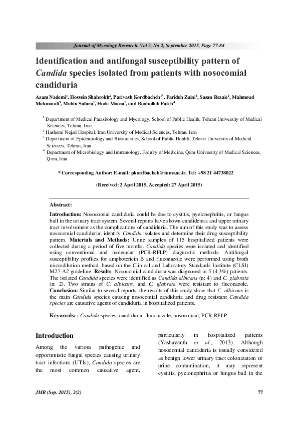 (PDF) Identification and antifungal susceptibility pattern of Candida ...