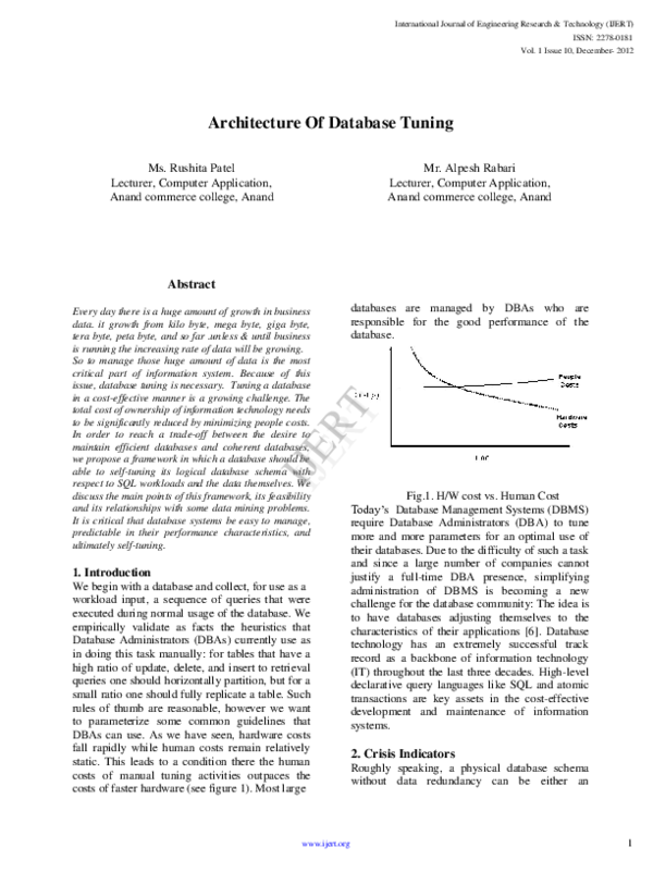 (PDF) Architecture Of Database Tuning