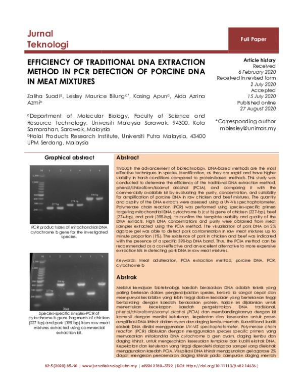 (PDF) Efficiency of Traditional Dna Extraction Method in PCR Detection ...