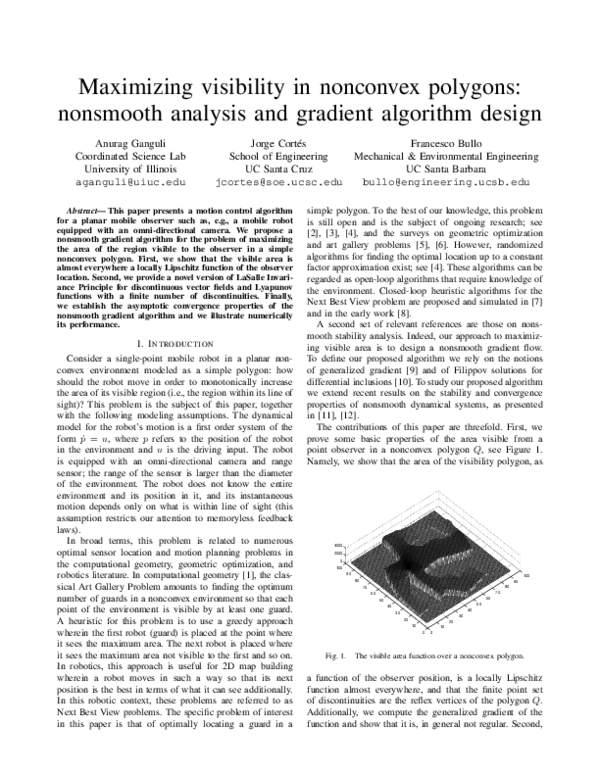 Pdf Maximizing Visibility In Nonconvex Polygons Nonsmooth Analysis And Gradient Algorithm