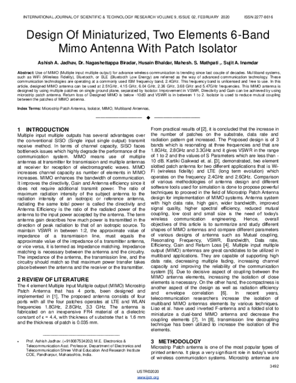 (PDF) Design Of Miniaturized, Two Elements 6-Band Mimo Antenna With ...