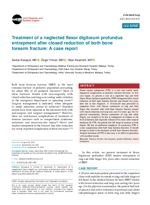 (PDF) Treatment of a neglected flexor digitorum profundus entrapment ...