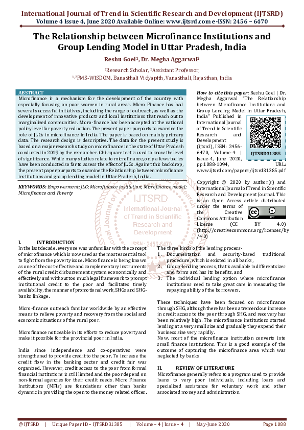 (PDF) The Relationship between Microfinance Institutions and Group ...
