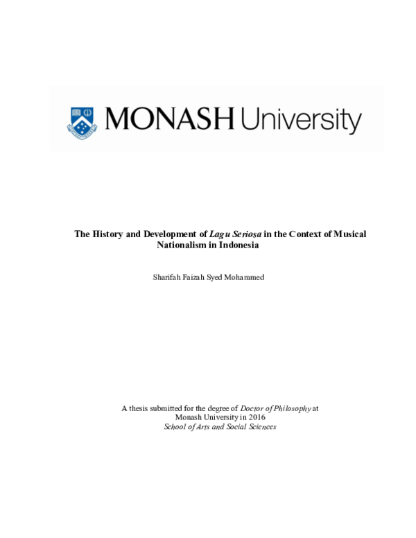 (PDF) The History and Development of Lagu Seriosa in the Context of ...