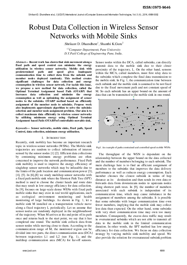 Pdf Robust Data Collection In Wireless Sensor Networks With Fixed Path And Controlled Speed