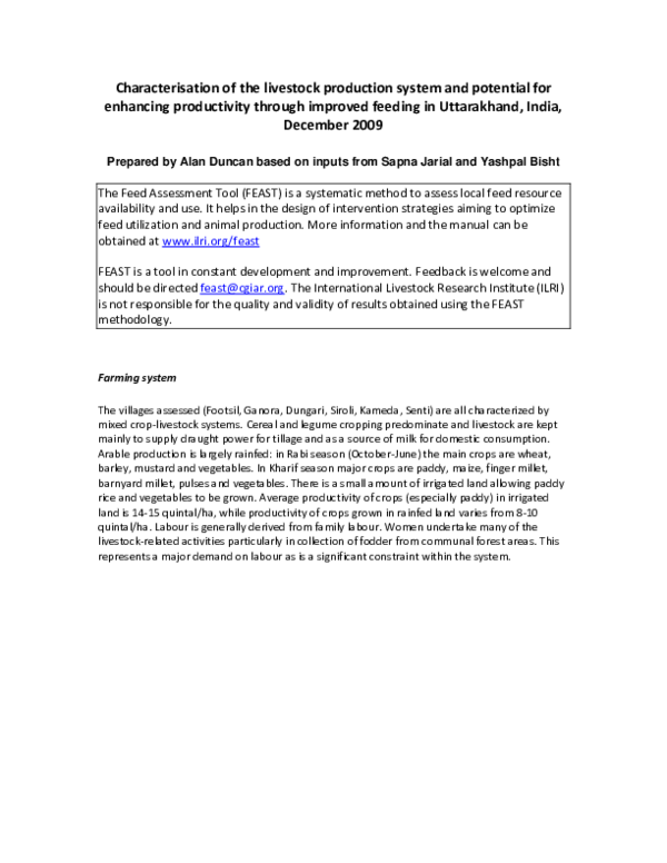 (PDF) Characterisation of the livestock production system and potential ...