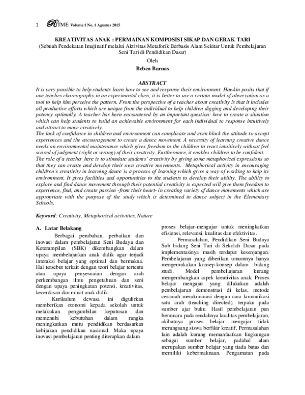 (PDF) KREATIVITAS ANAK : PERMAINAN KOMPOSISI SIKAP DAN GERAK TARI ...