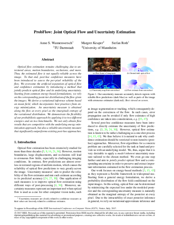 (PDF) ProbFlow: Optical Flow with Uncertainty Estimation