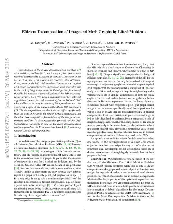 (PDF) Efficient Decomposition of Image and Mesh Graphs by Lifted Multicuts