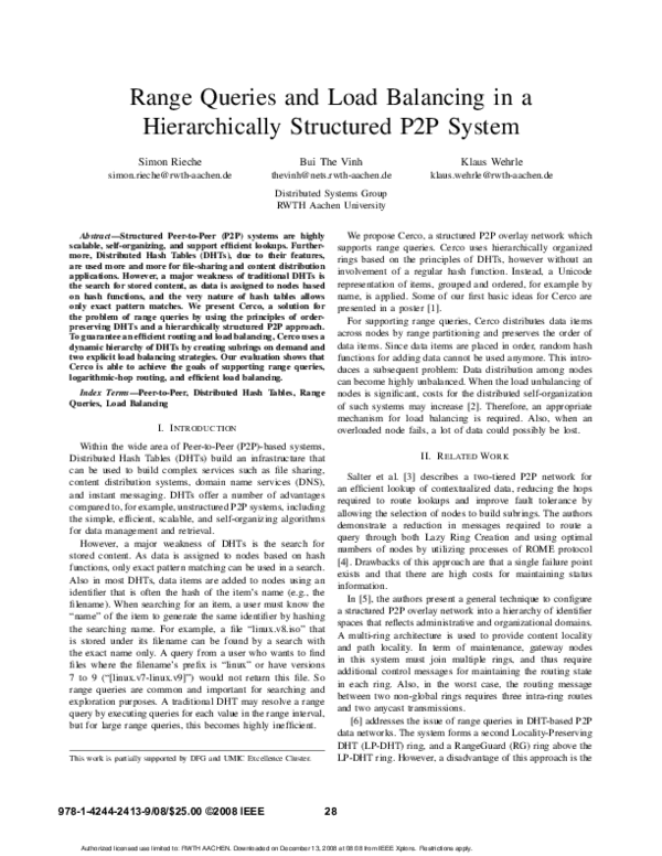 (PDF) Range queries and load balancing in a hierarchically structured P2P system