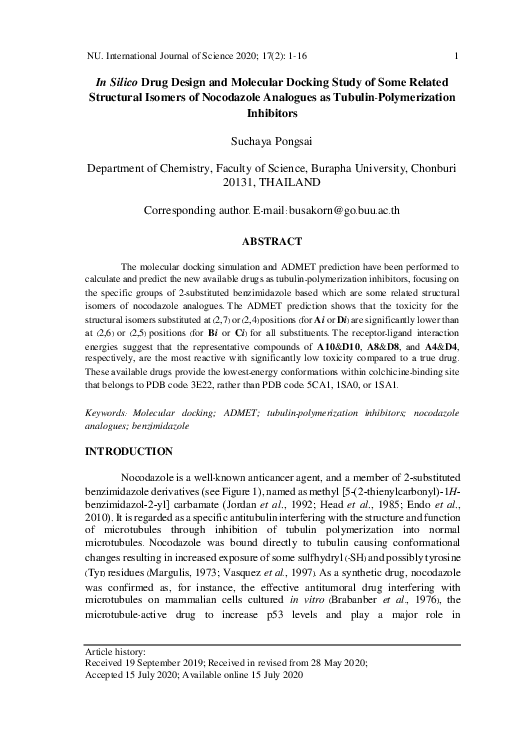 (PDF) In Silico Drug Design and Molecular Docking Study of Some Related Structural Isomers of ...