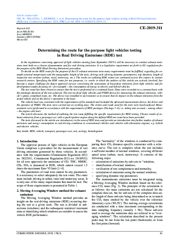 (PDF) Determining the route for the purpose light vehicles testing in ...