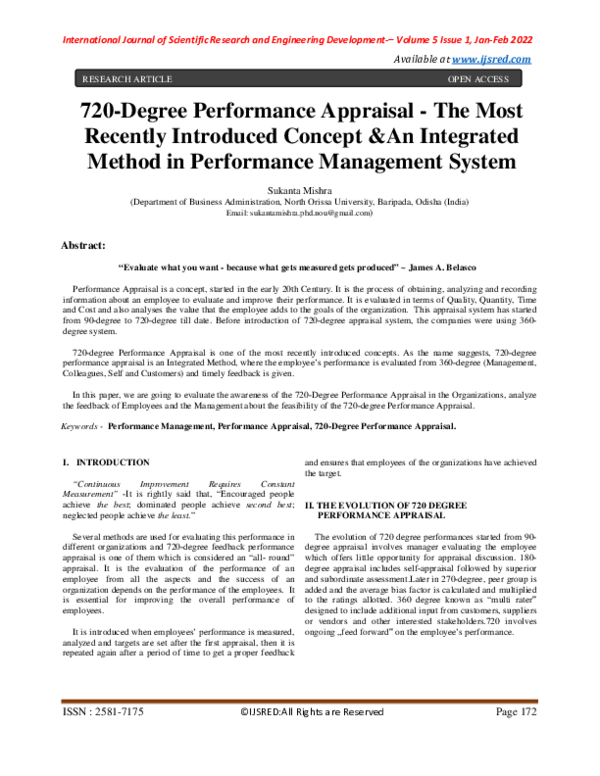 (PDF) 720-Degree Performance Appraisal -The Most Recently Introduced Concept &An Integrated ...